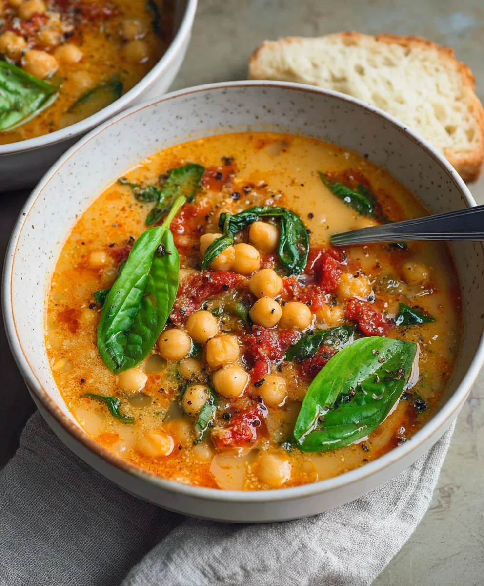 Tuscan Garbanzo Bean Soup - Hearty & Flavorful Recipe - Sweet Banana Chef